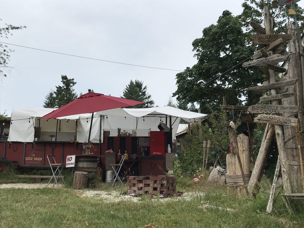 Chuck Wagon with signs 2 July 2019 - Visit Denman Island
